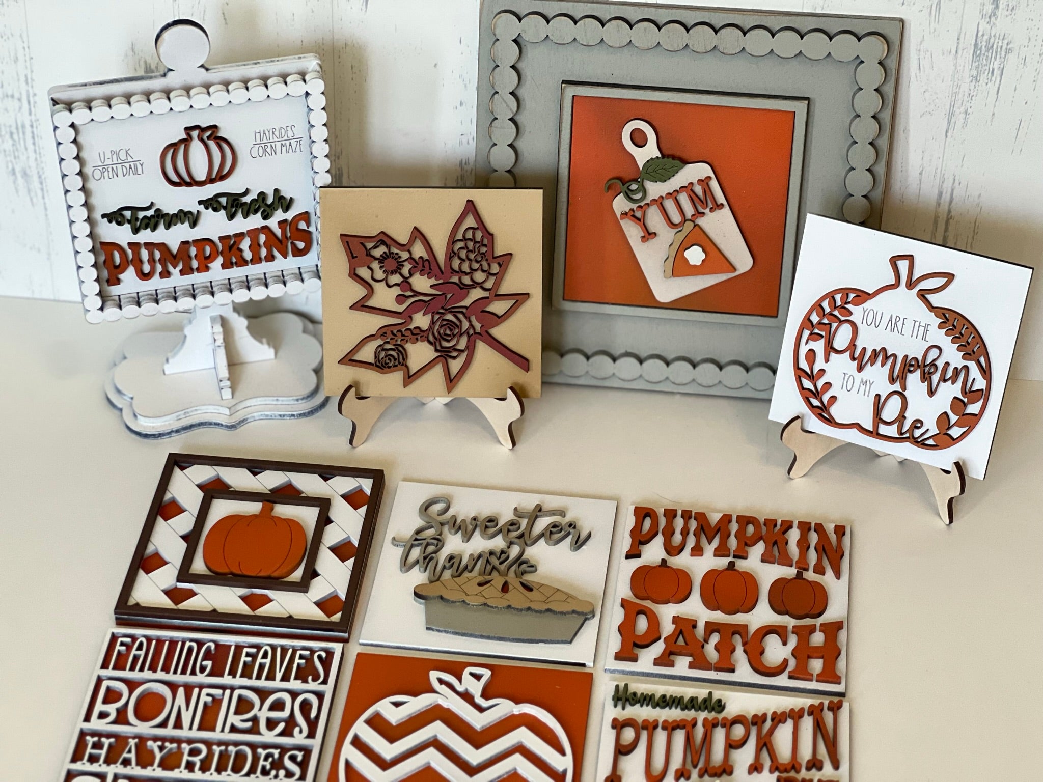 Fall & Pumpkin Pie Leaning Ladder Interchangeable Signs – MrsHandPainted