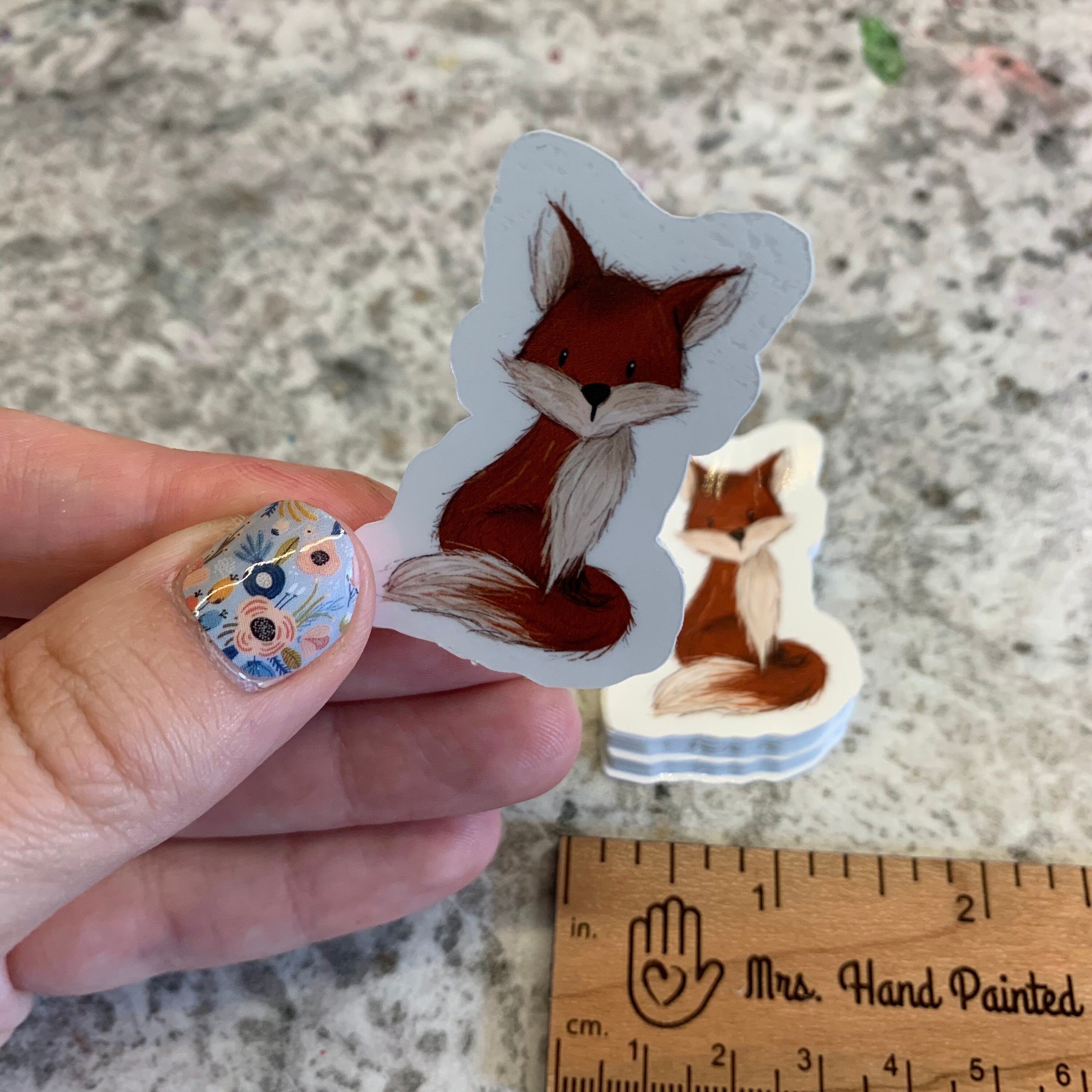 Cute Fox Die Cut Laminated Vinyl Stickers, – MrsHandPainted
