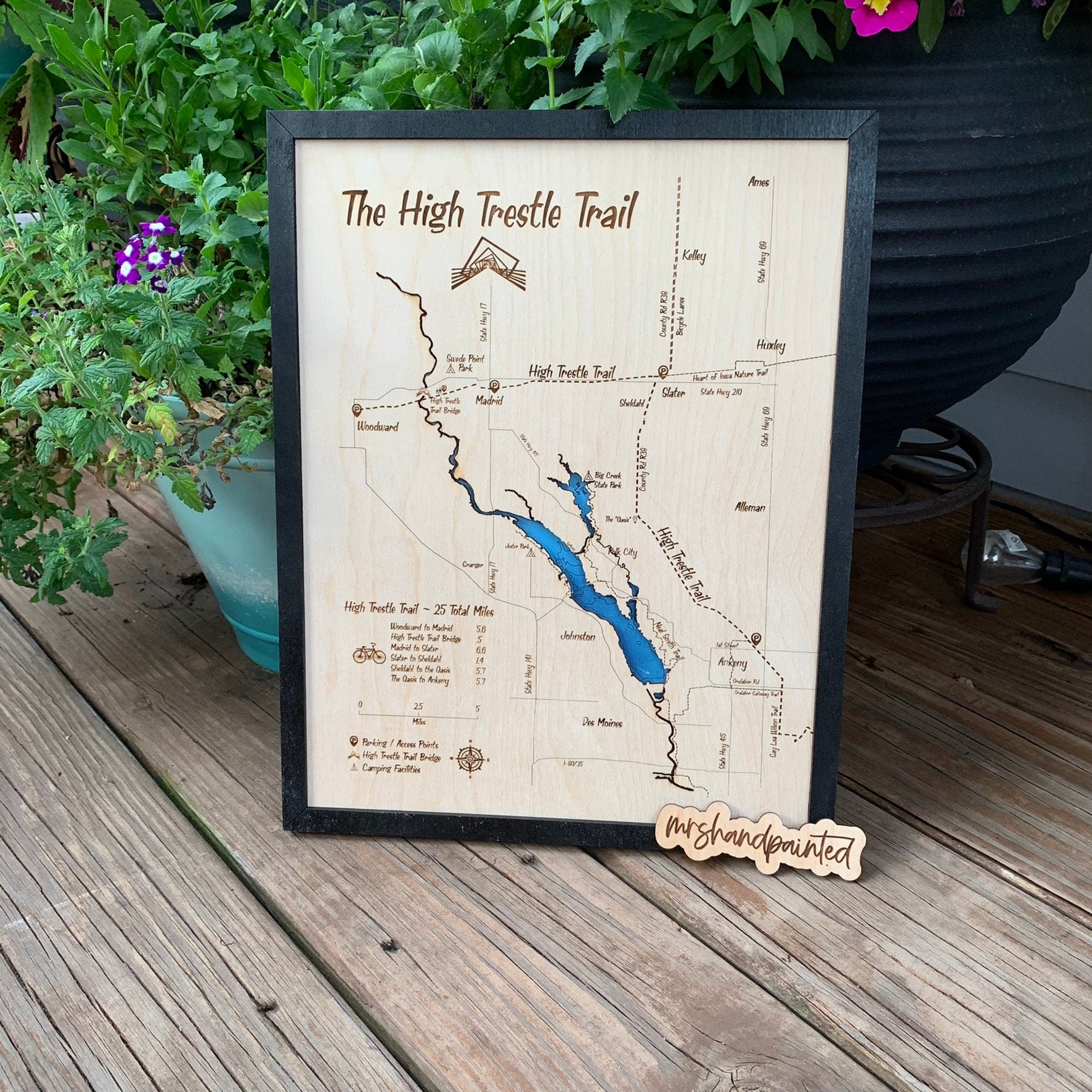 High Trestle Trail - Iowa Bike Trail Map - Laser Engraved Wall Hanging ...